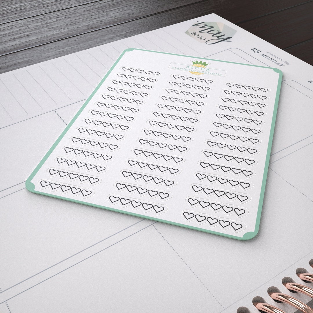 Unfilled Heart Rating Stickers Kiss Cut Sticker Sheet Planner Stickers ...