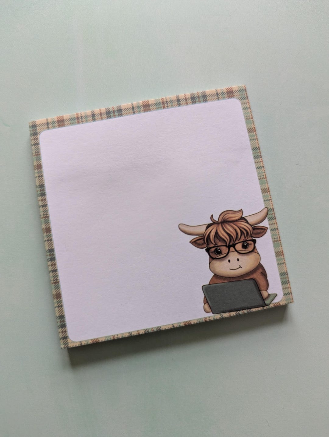 Cute Working Highland Cow Sticky Notes Laptop With Glasses Sticky Notes ...