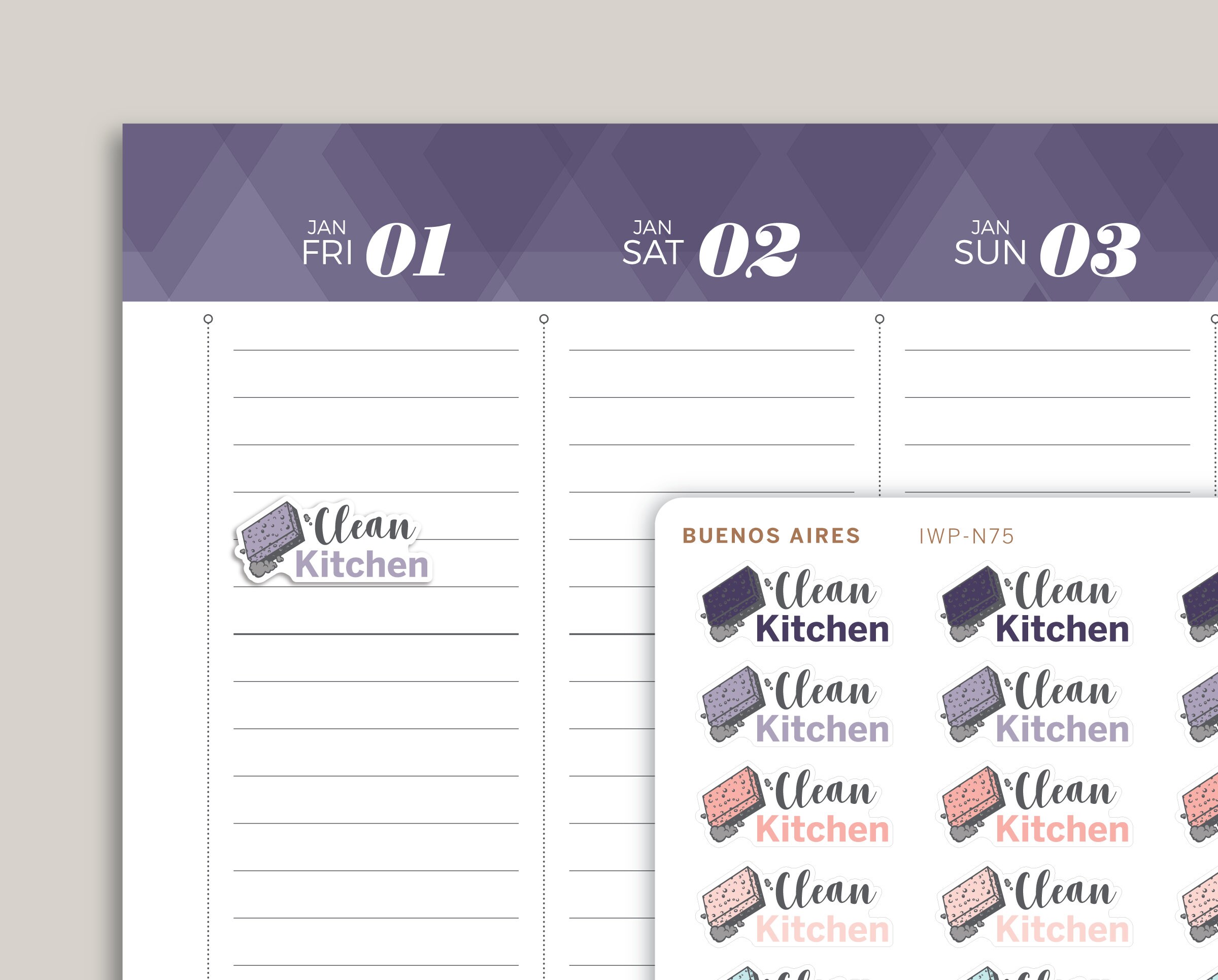 Clean Kitchen Icon Planner Stickers for 2021 inkWELL Press | Etsy