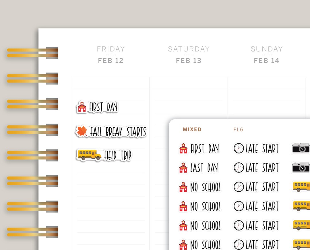 School Events Sampler Label Planner Stickers FL6 - Etsy