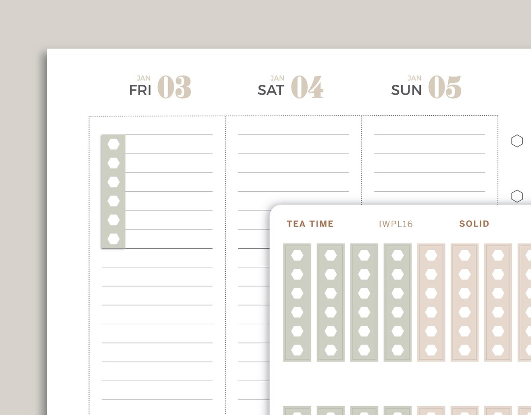 6 Hexagon Checklist Planner Stickers for Inkwell Press Planners IWPL16 ...