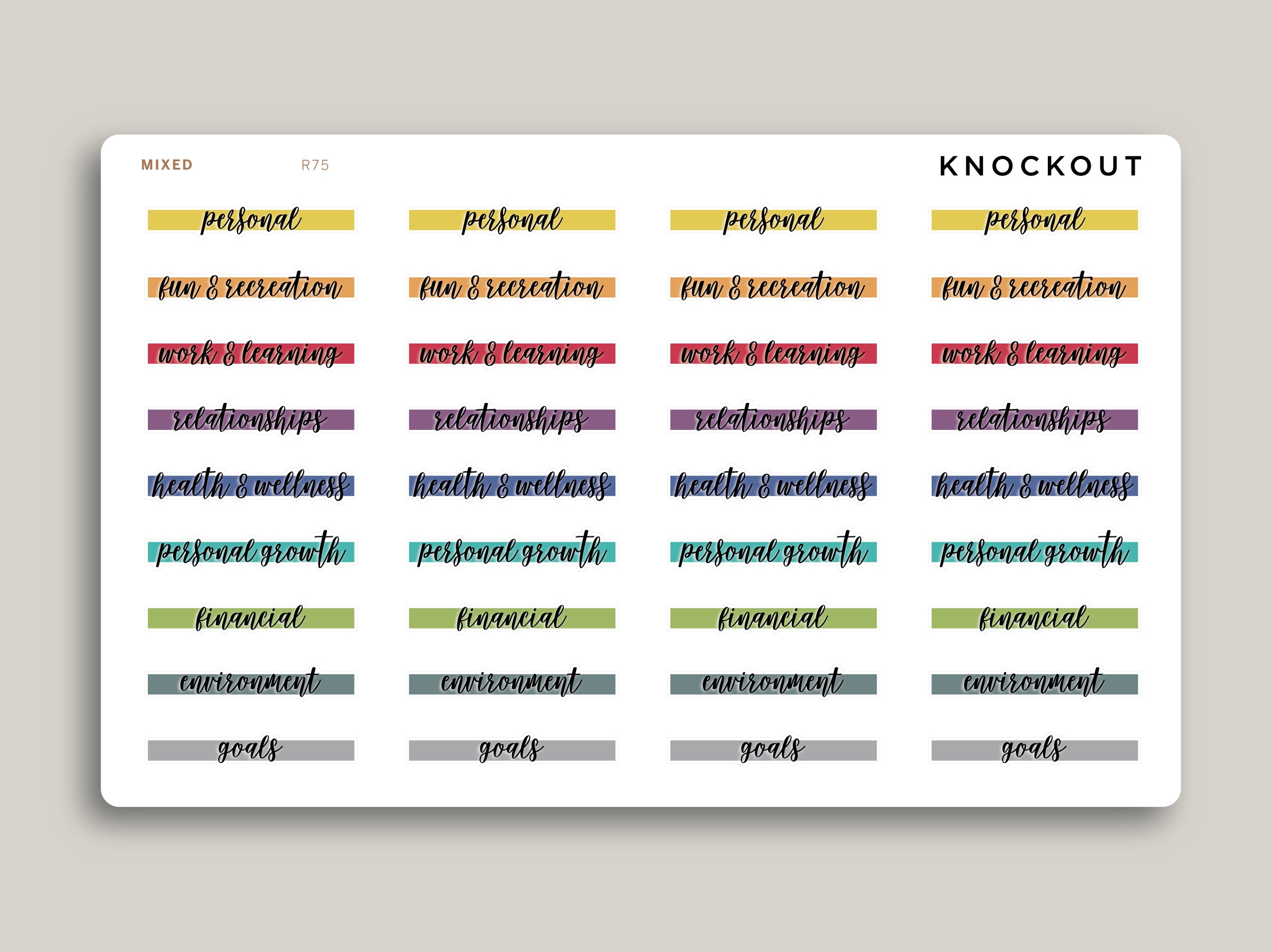 Goal Label Highlight Header Stickers for Makselife Planners | Etsy