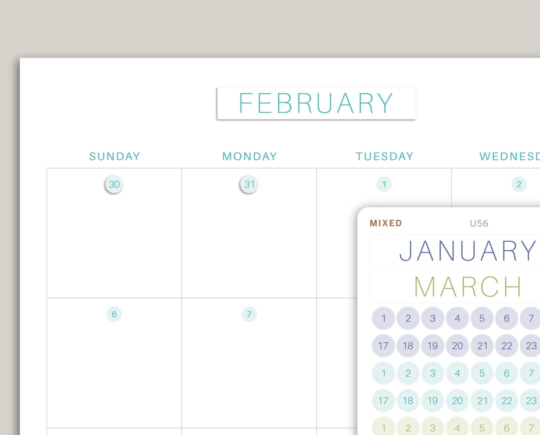 2 Tone Month Cover & Date/number Circle Planner Stickers for Makselife ...