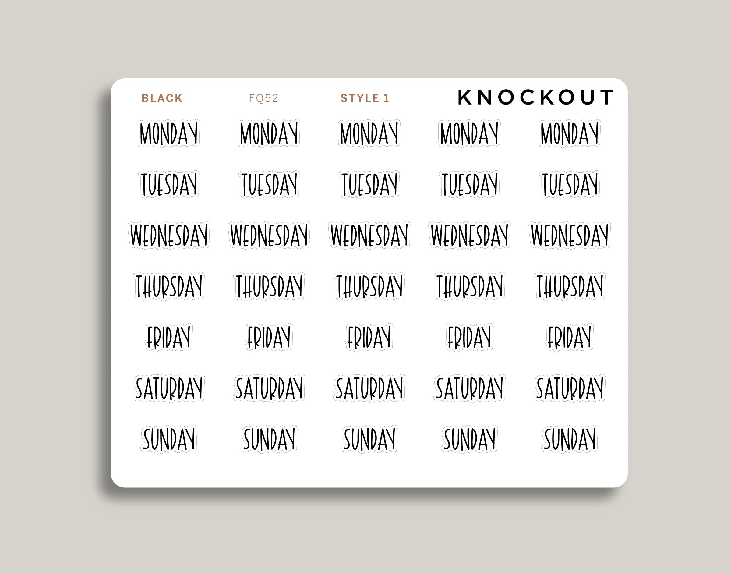 Transparent Day of the Week Planner Sticker FQ52 - Etsy
