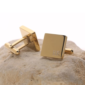 Personalized Cufflinks 14k Gold Over Stainless Steel Square Cuff Links ...