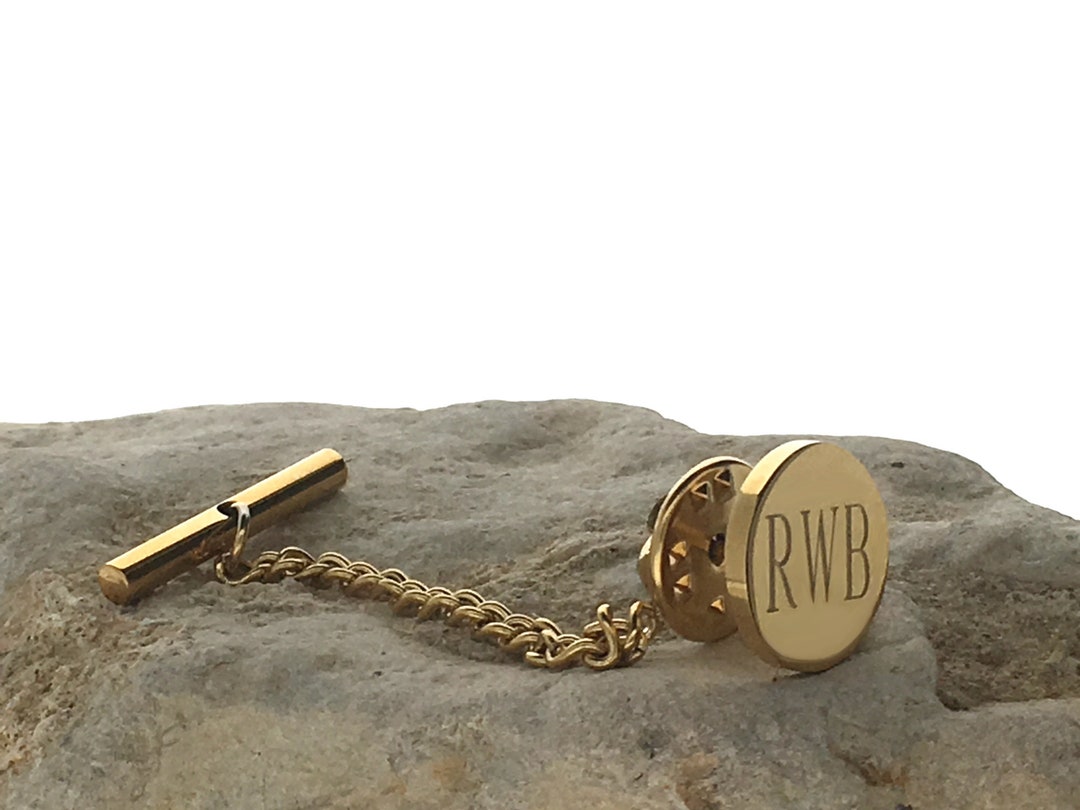 Personalized 14K Gold Plated Tie Tack: Monogrammed Stainless Steel Pin ...