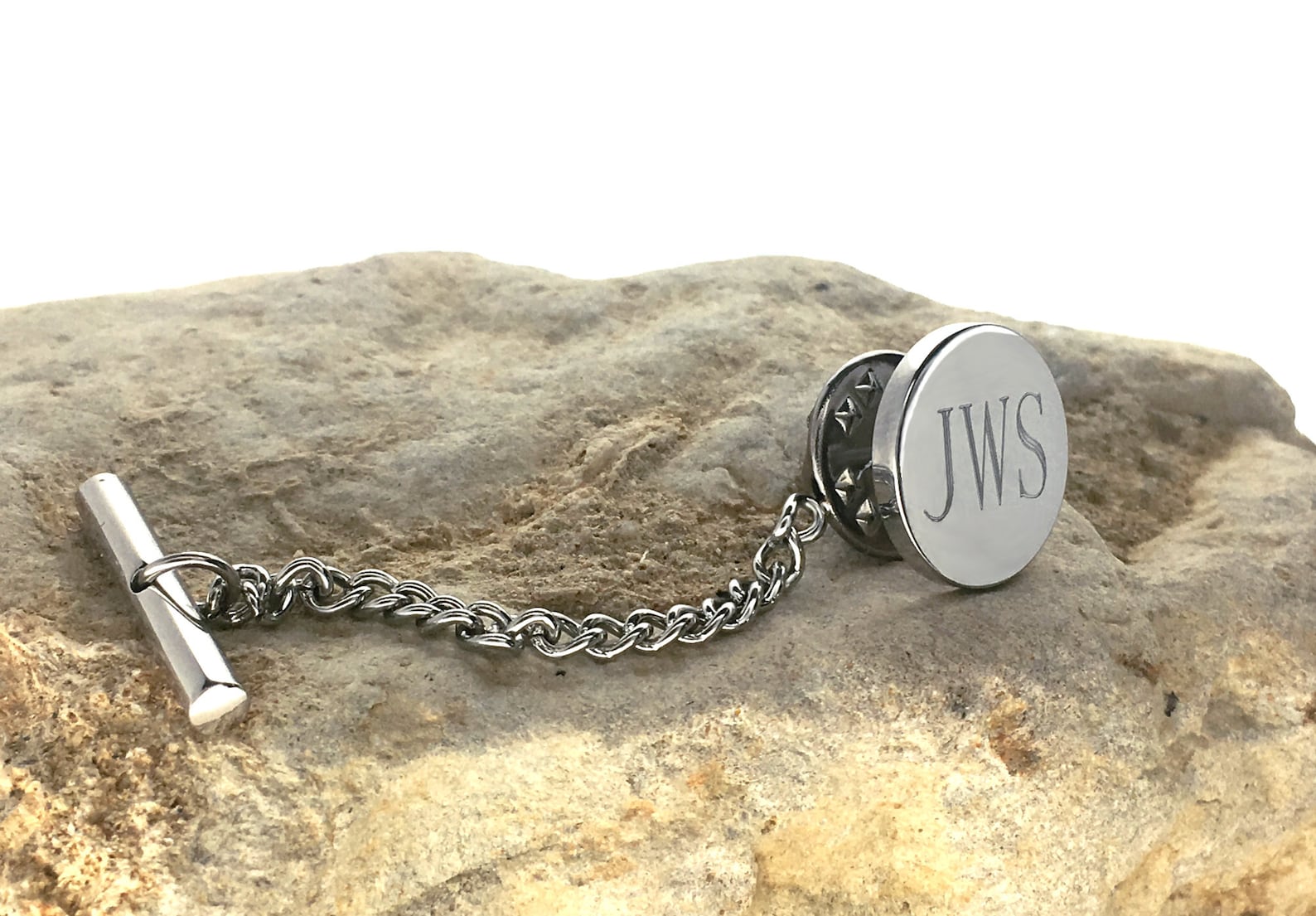 Custom Tie Tack Pin Personalized Infinity Round Silver Color Stainless ...
