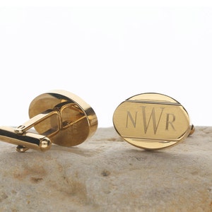Personalized Gold Plated Cufflinks: Engraved Monogram Gift, Gift Box ...