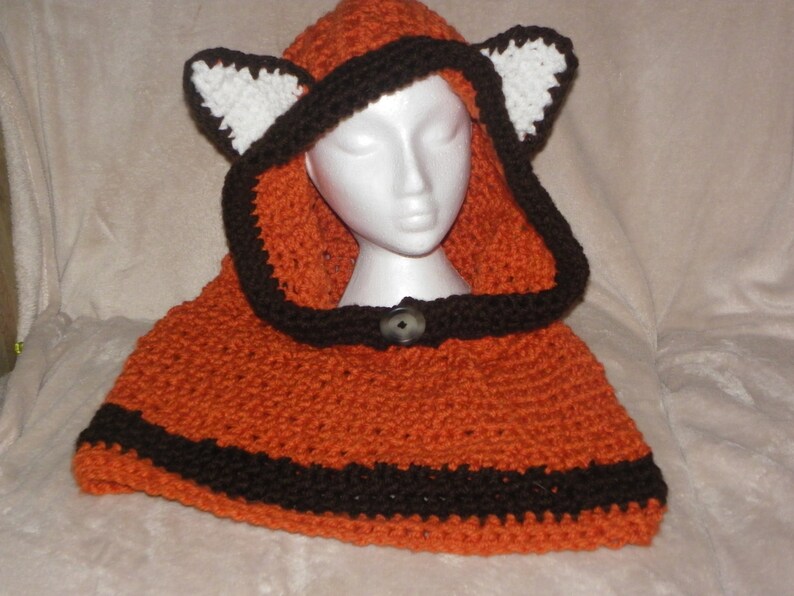 Crochet Hooded Fox Cowl, Hooded Fox Cowl, Knitted Cowl, Chunky Hooded ...