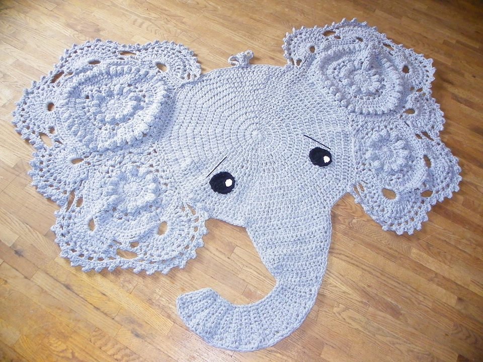 Crochet Elephant Rug, Nursery Decor, Home Decor, Elephant Play Mat ...