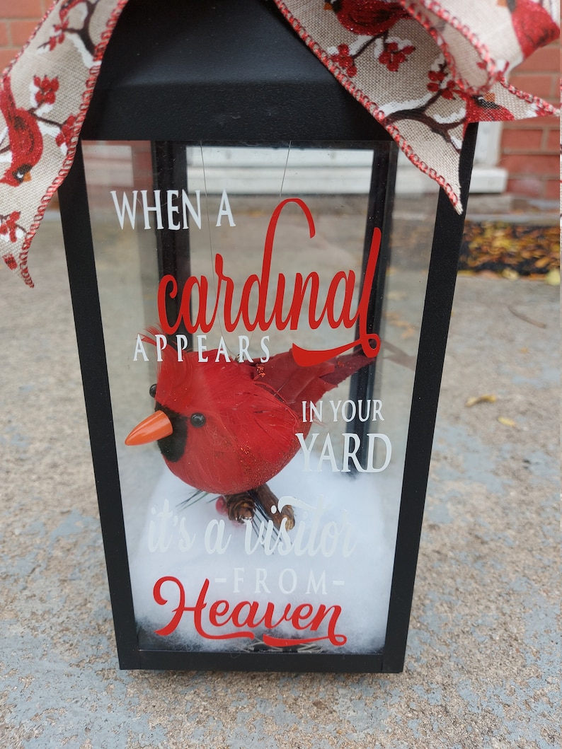 Cardinal Memorial Lantern, in Memory Of, Loss of Father Gift for ... Cardinal Memorial Lantern, in Memory Of, Loss of Father Gift for ...