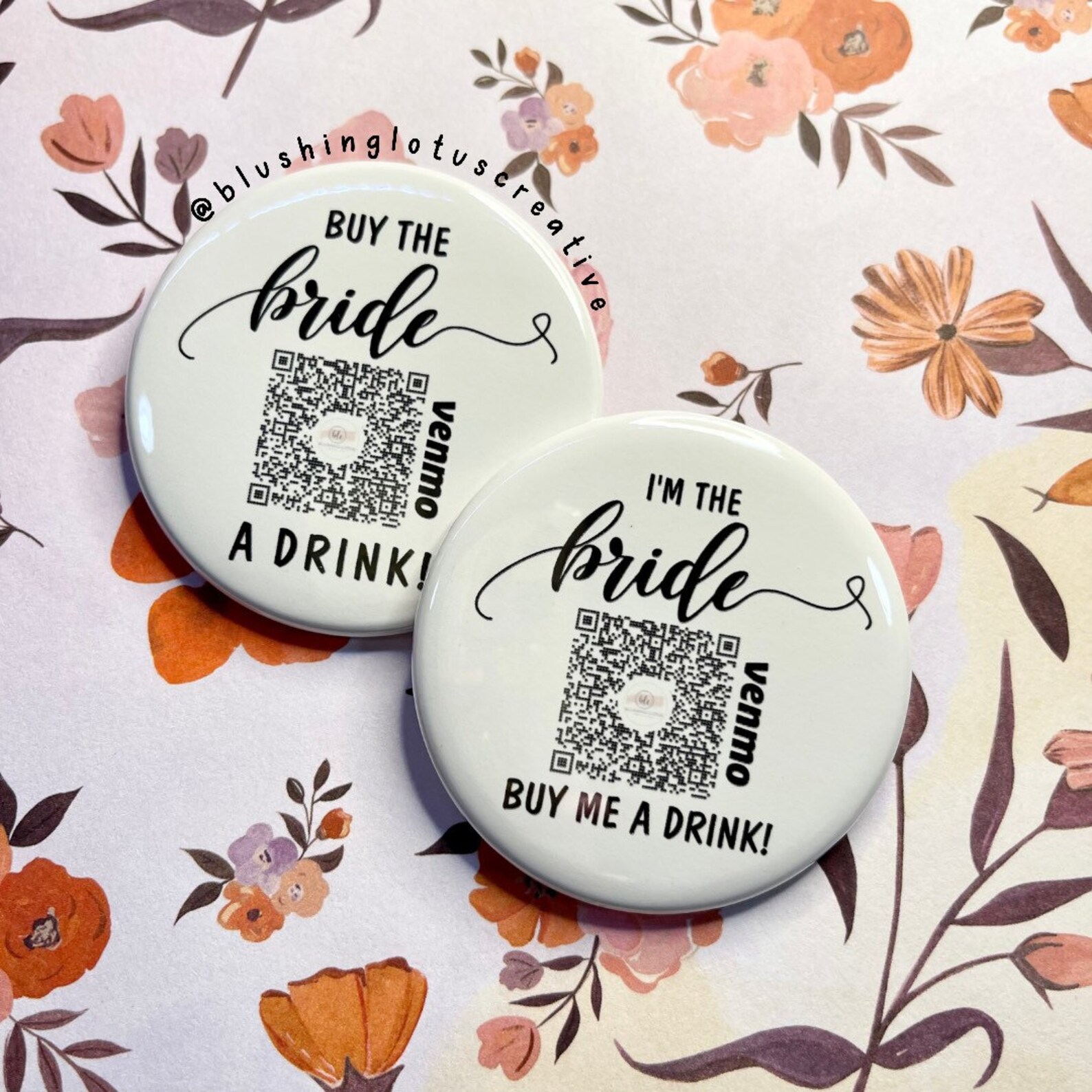 Buy the Bride a Drink Custom QR Code Pinback Button - Etsy