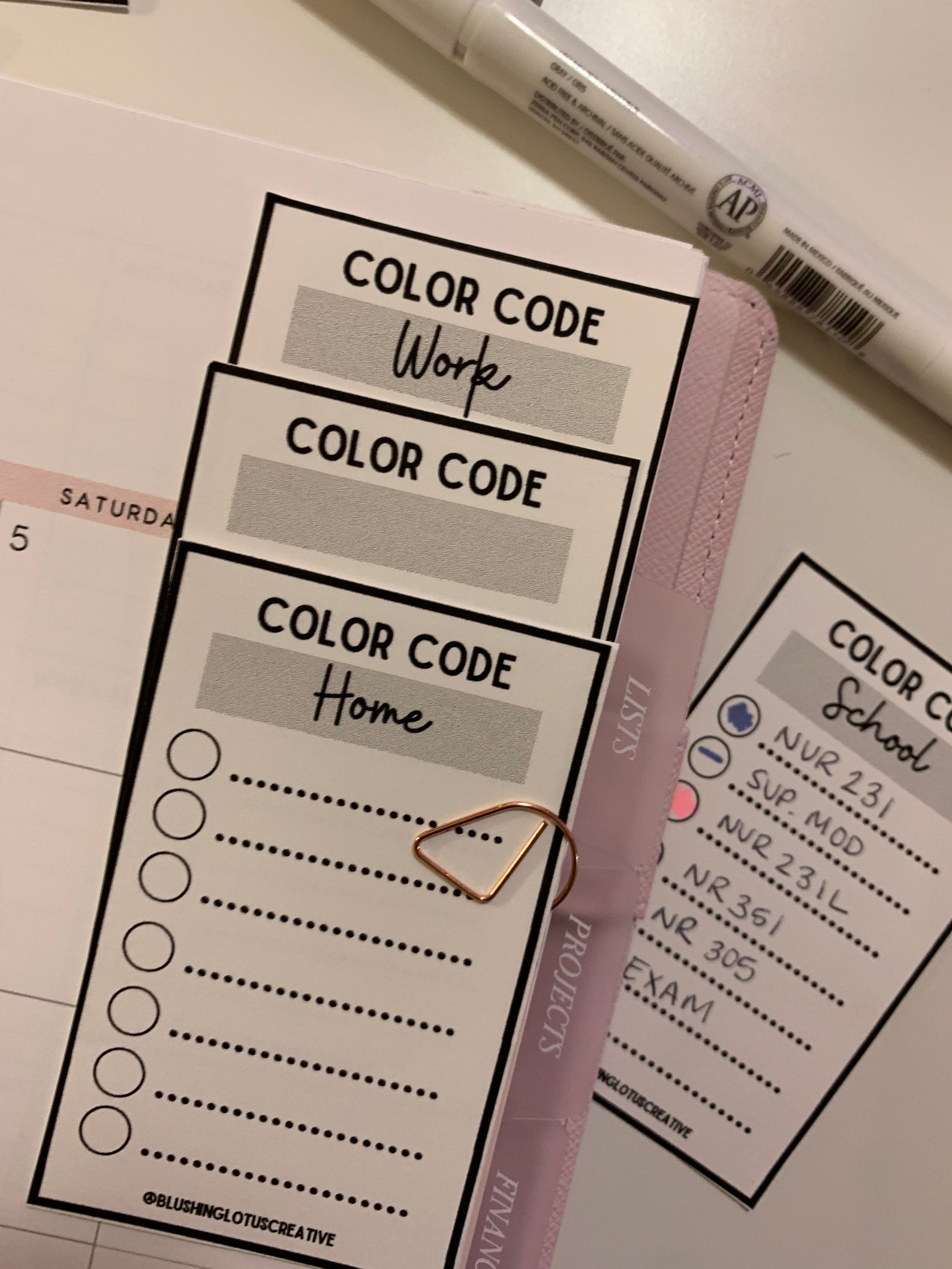 Color Code Planner Card Planner Task Card Journal Card Set - Etsy