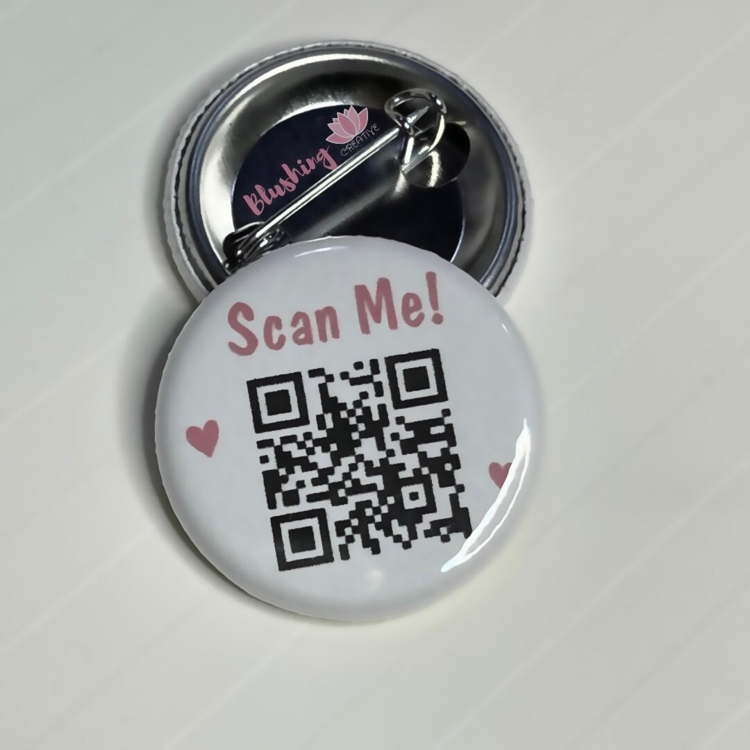 Custom QR Code Pinback Button | Custom Pinback Button 1.25", 2.25 ...
