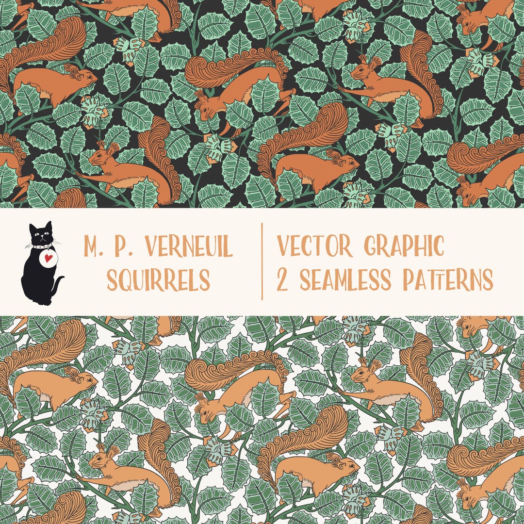Squirrels & Hazel by Maurice Pillard Verneuil - Vector Graphic EPS, AI ...
