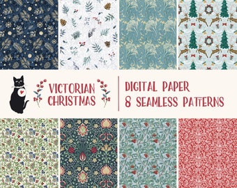 Victorian Christmas 12 Digital Paper Pack Instant Download Printable ...