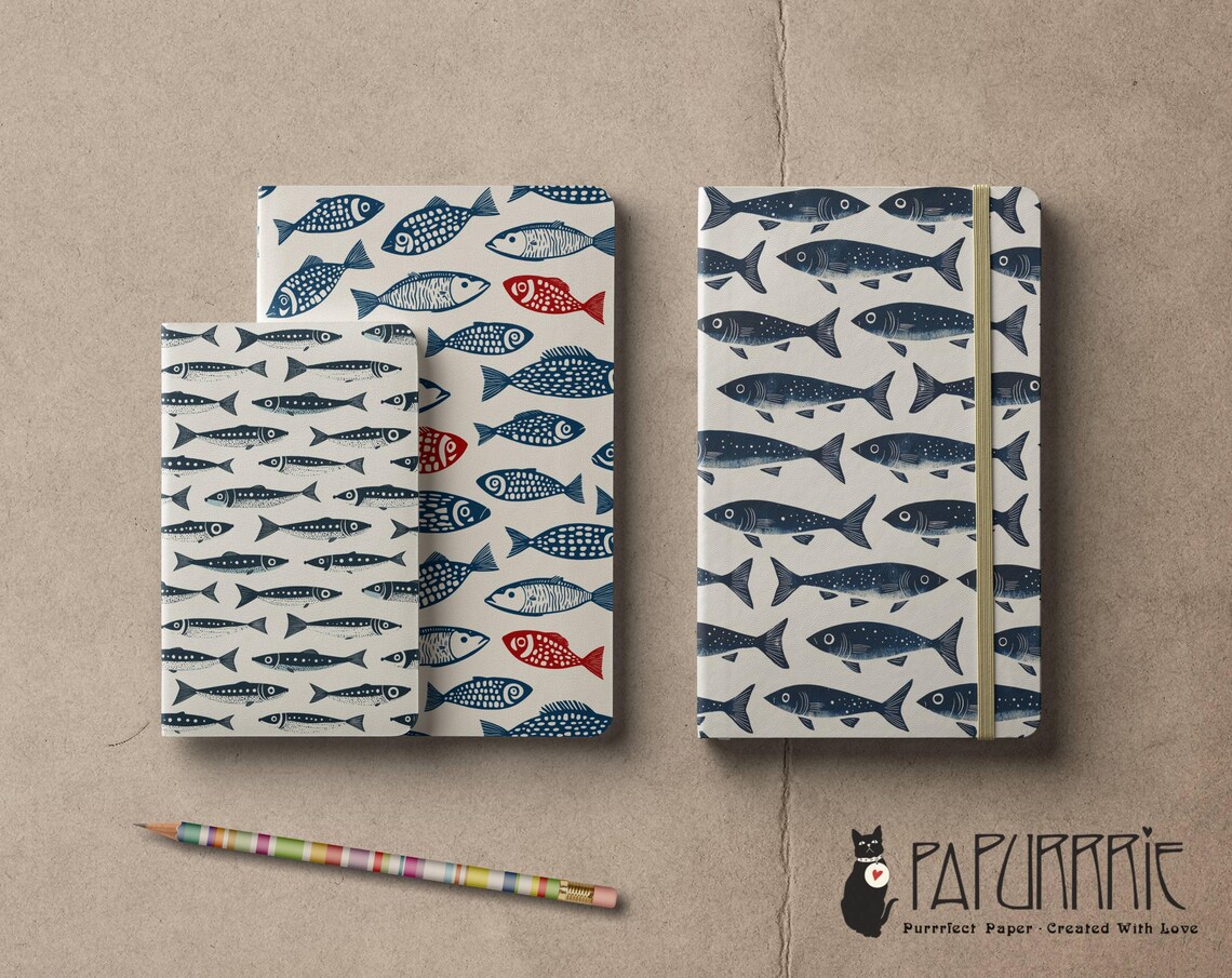 Sardines & Other Fish - 8 Seamless Patterns, Instant Download Digital ...