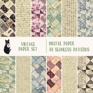 44 Vintage Digital Papers - Instant Download Digital Paper Pack ...