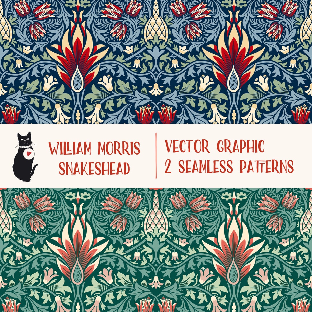 Snakeshead by William Morris - Vector Graphic EPS + SVG + AI, Seamless ...