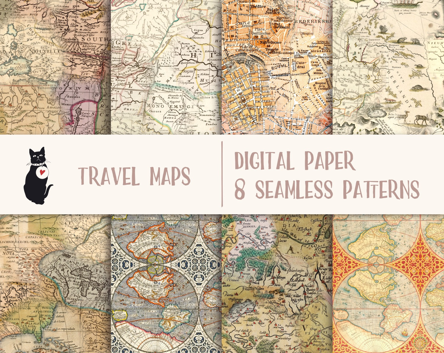 Travel Maps Instant Download Digital Paper Seamless - Etsy