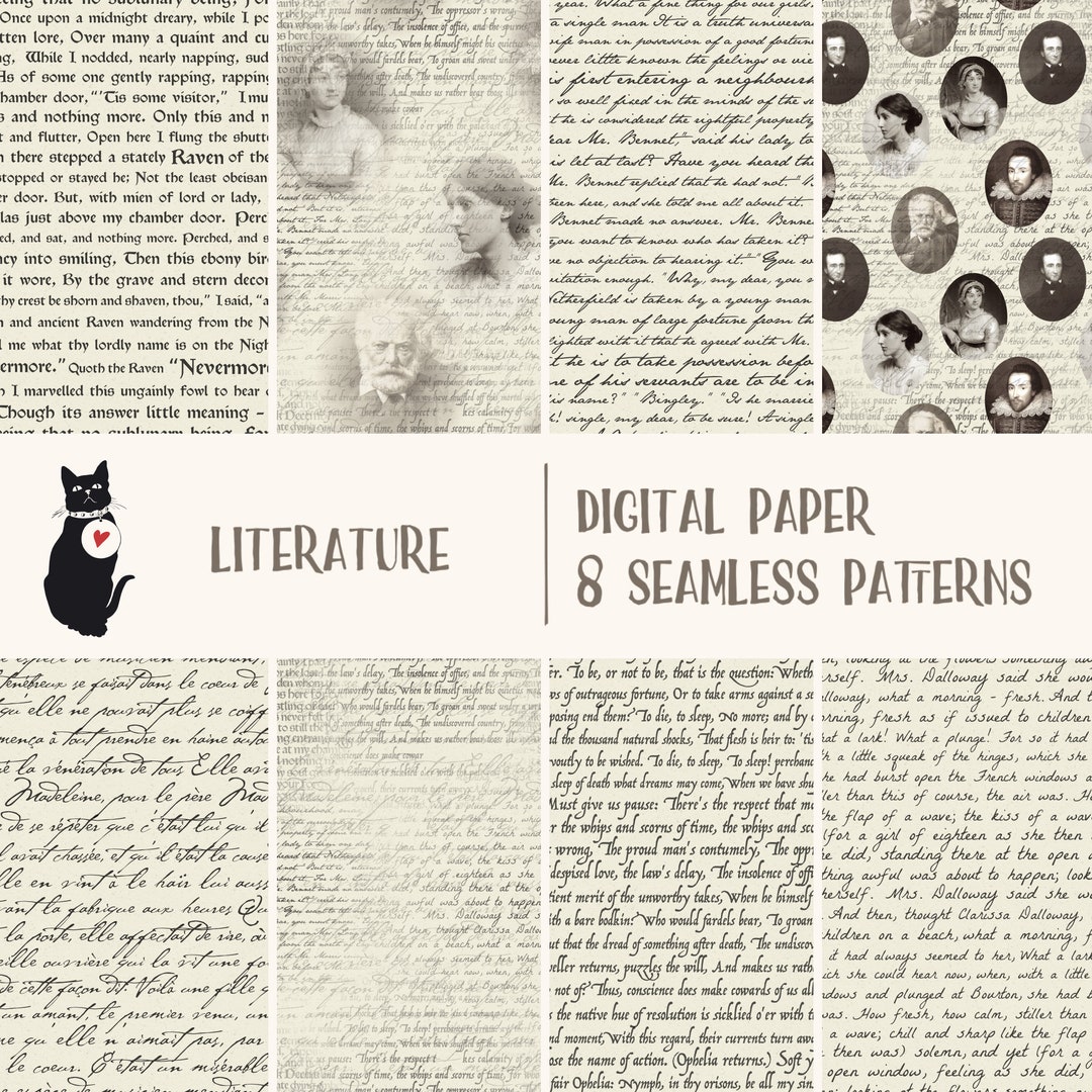 Literature - Hand Written & Printed Text, Instant Download Digital ...