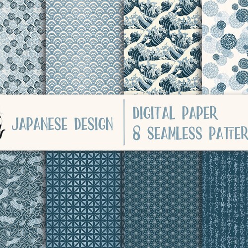 Japanese Pattern Digital Paper SEAMLESS Blue Sashiko Pattern - Etsy
