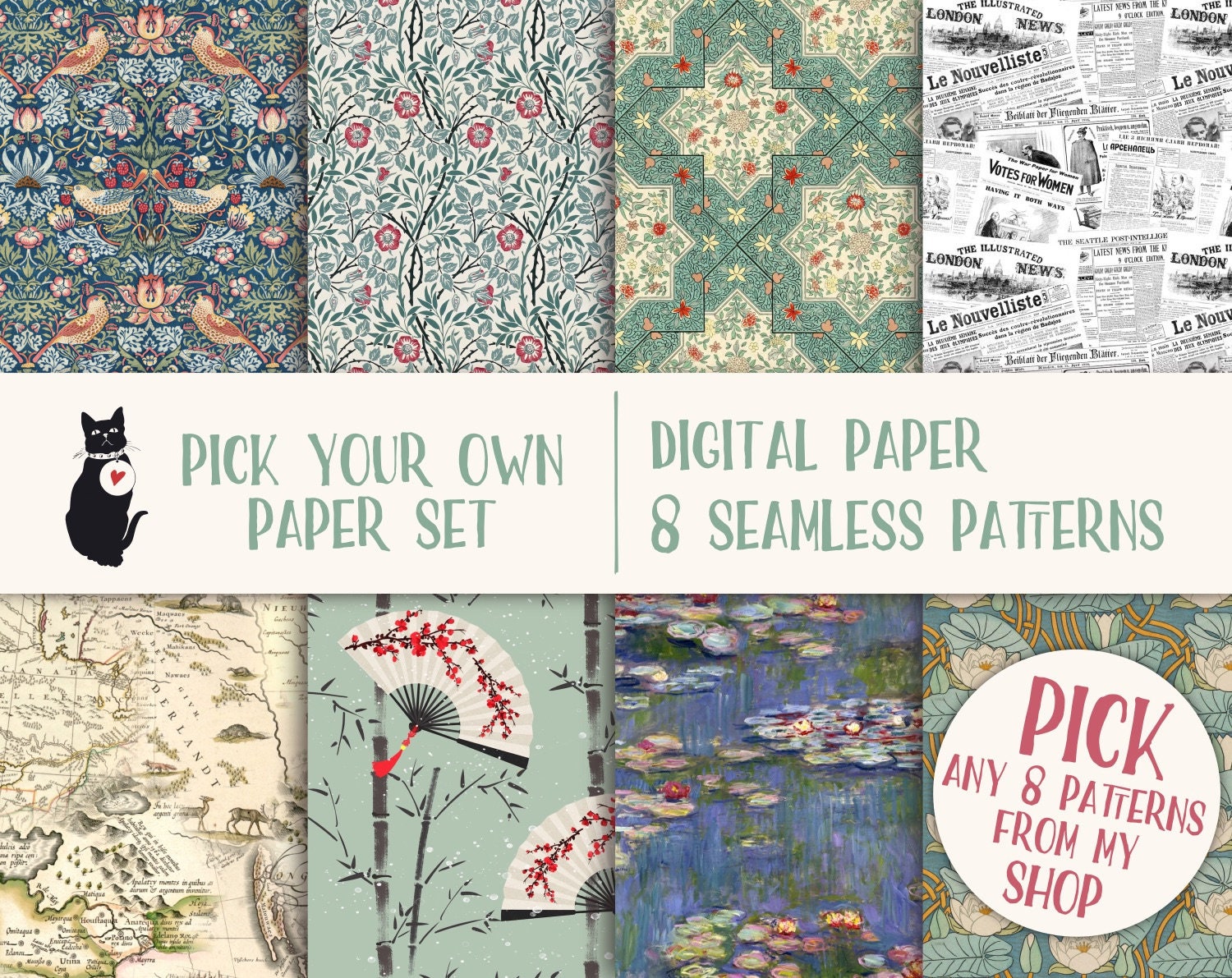 Pick Your Own Paper Set Digital Paper Vintage Seamless - Etsy