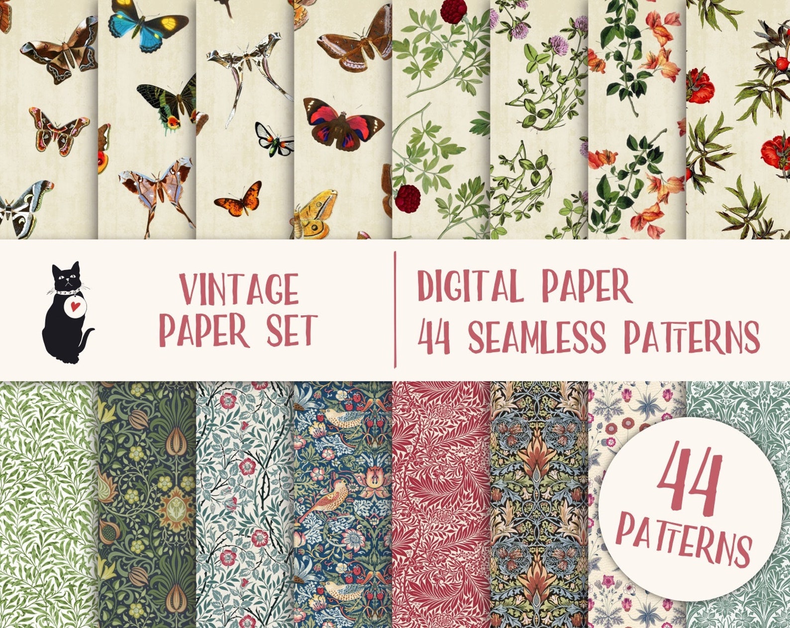44 Vintage Digital Papers Instant Download Digital Paper - Etsy