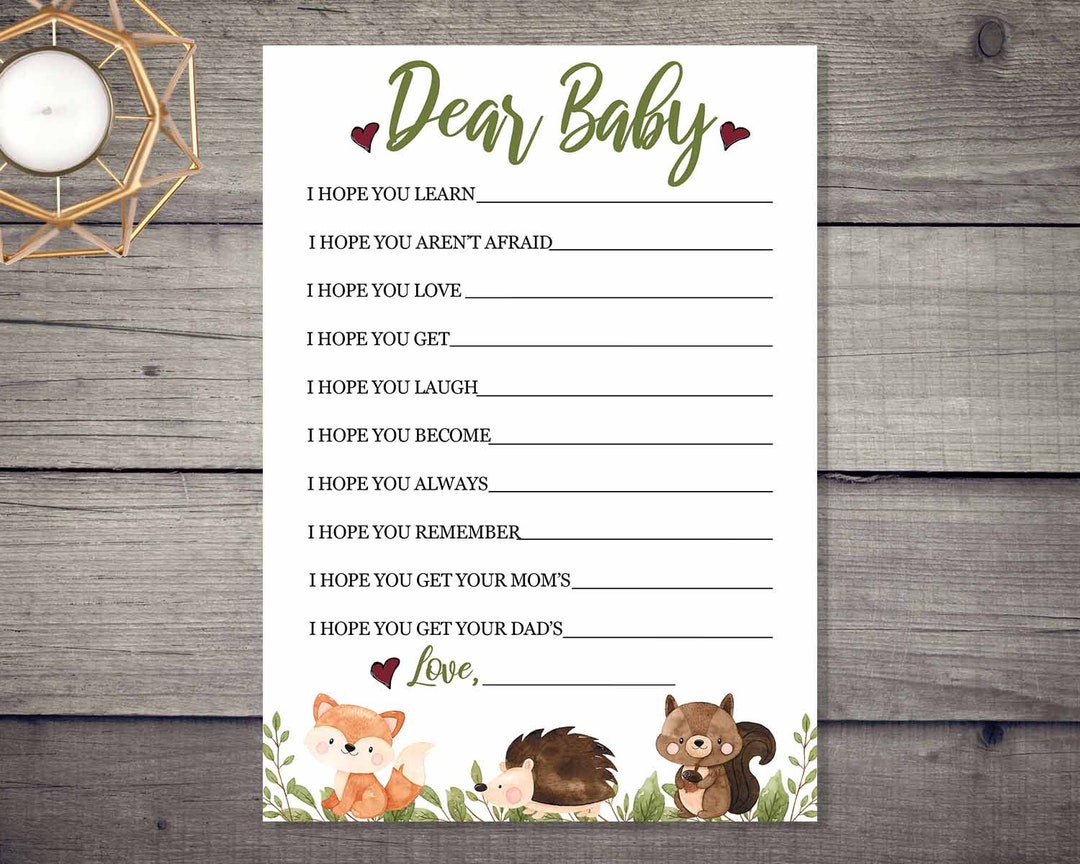 Woodland Animals Dear Baby Game - INSTANT DOWNLOAD - Printable Digital ...