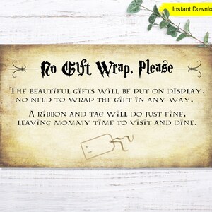 No Gift Wrap Please Invitation Insert - INSTANT DOWNLOAD - Printable ...