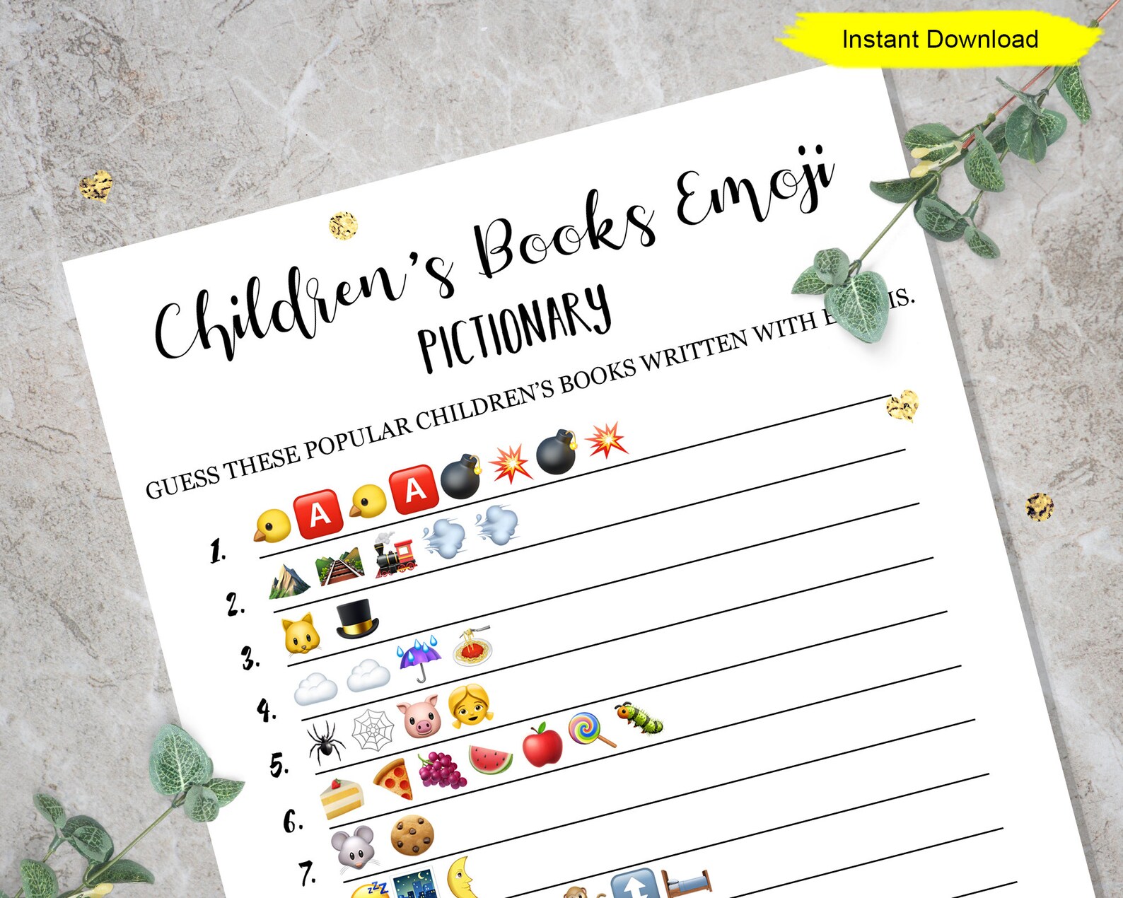 Children's Book Emoji Game INSTANT DOWNLOAD Printable | Etsy