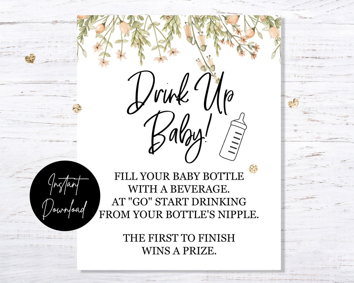 BOHO Chic Bottle Chug Game INSTANT DOWNLOAD Baby Shower - Etsy