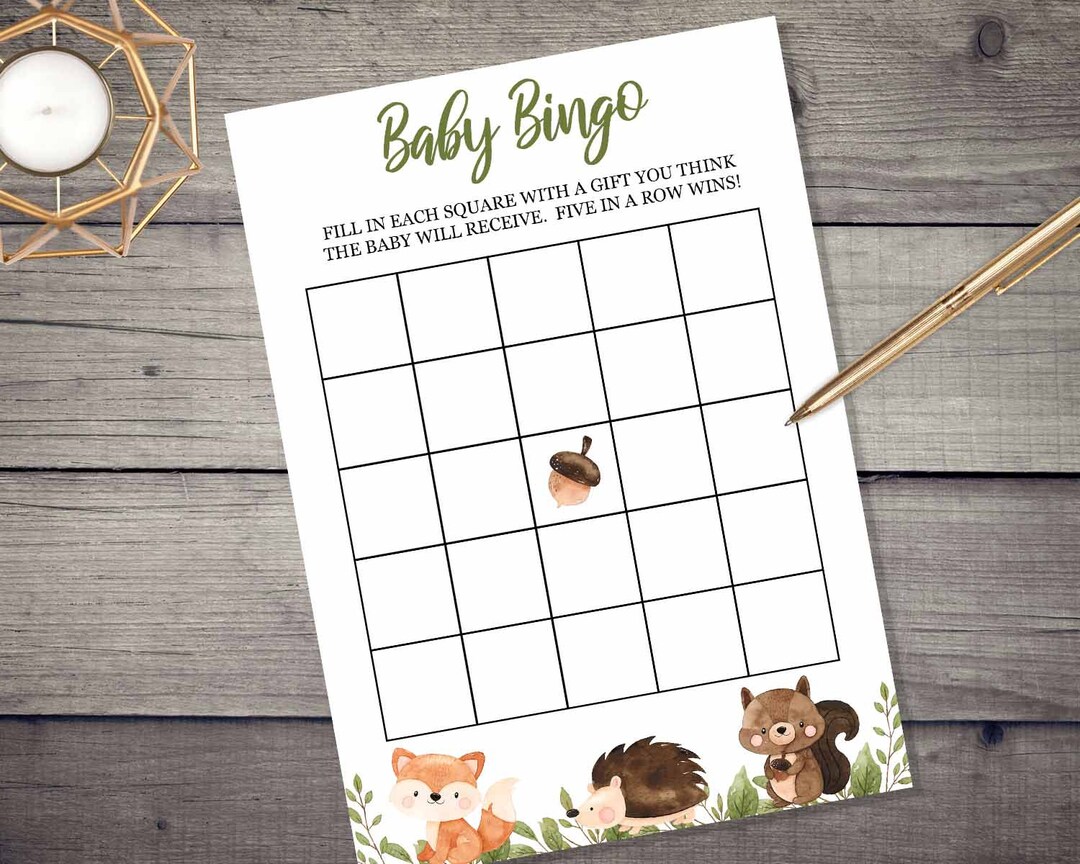 Woodland Animals Baby Bingo Game - INSTANT DOWNLOAD - Printable Digital ...