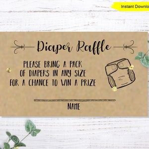 Diaper Raffle Invitation Insert - INSTANT DOWNLOAD - Printable Digital ...