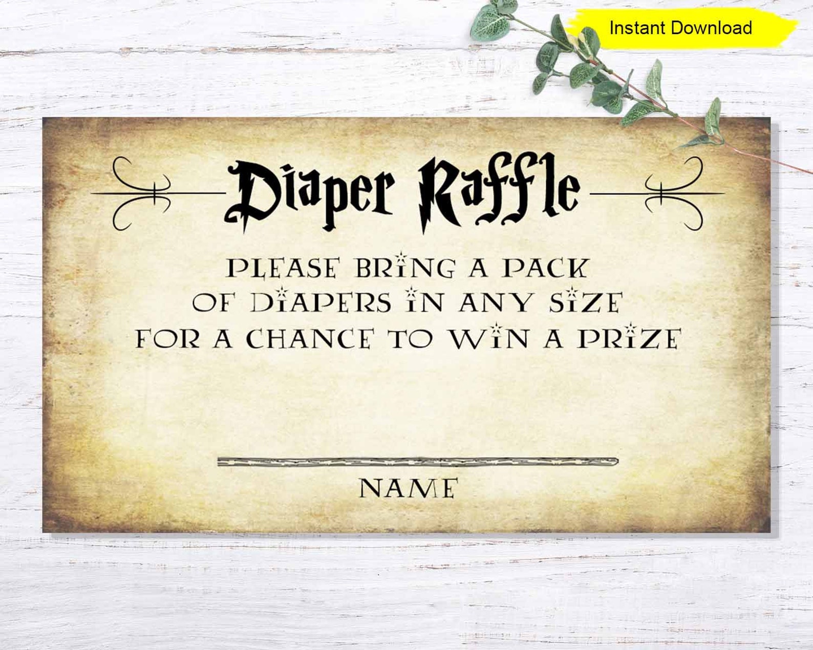 Antique Diaper Raffle Invitation Insert INSTANT DOWNLOAD | Etsy