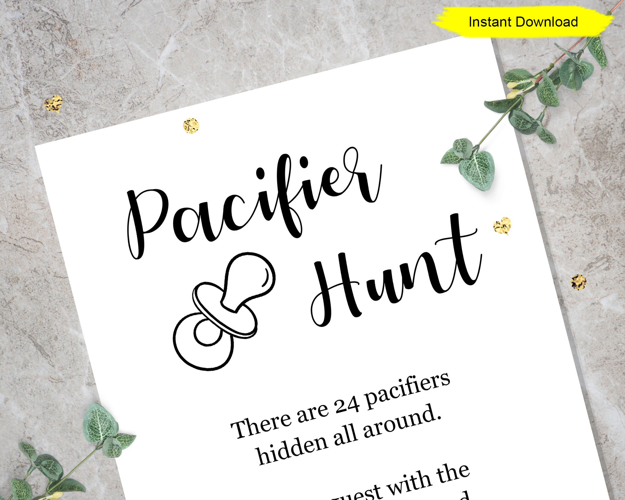 Pacifier Hunt Game INSTANT DOWNLOAD Printable Digital Baby | Etsy