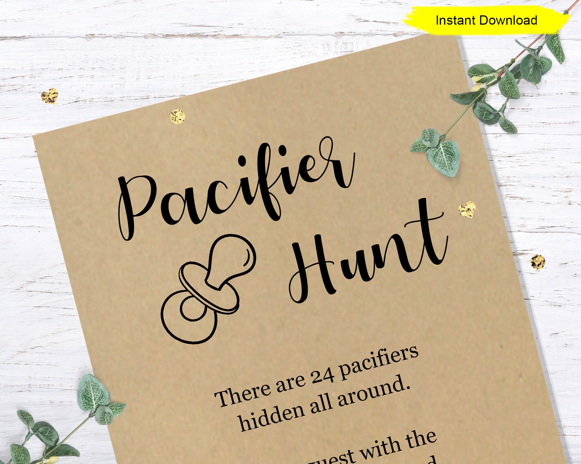 Pacifier Hunt Game INSTANT DOWNLOAD Printable Digital Baby | Etsy