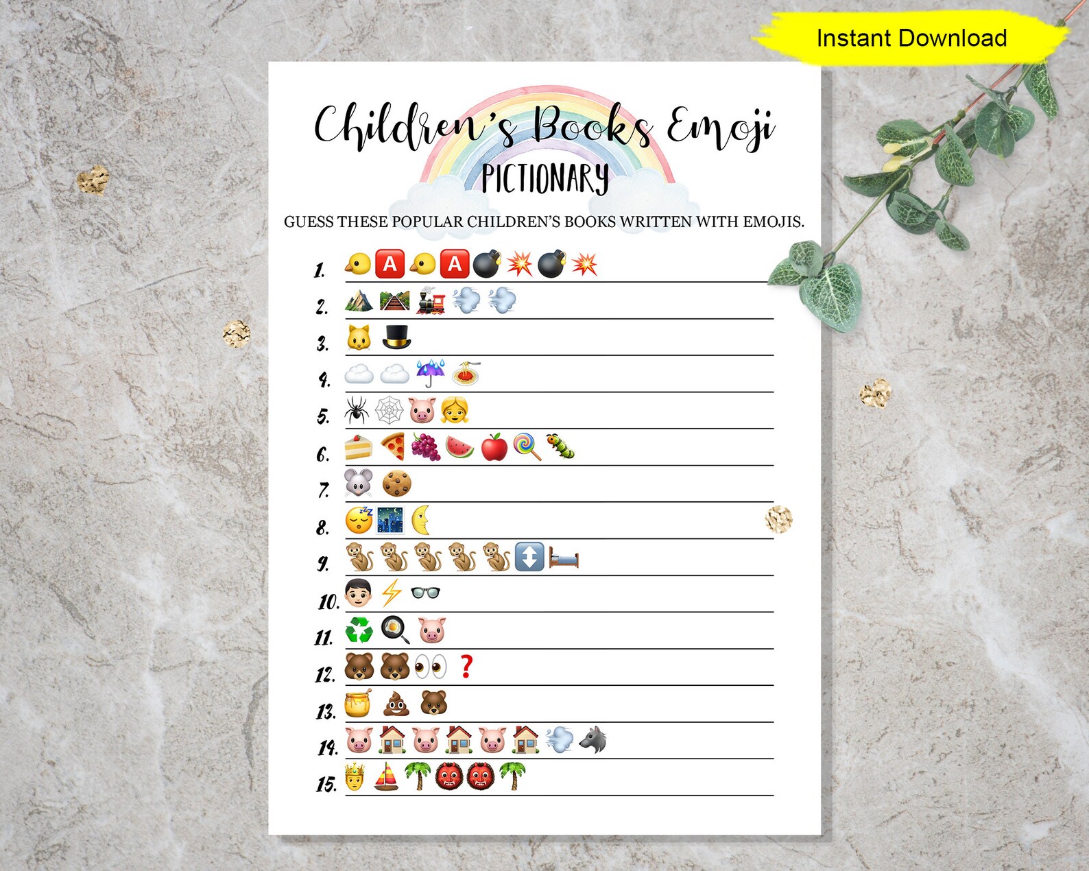 Rainbow Children's Book Emoji Game INSTANT DOWNLOAD - Etsy