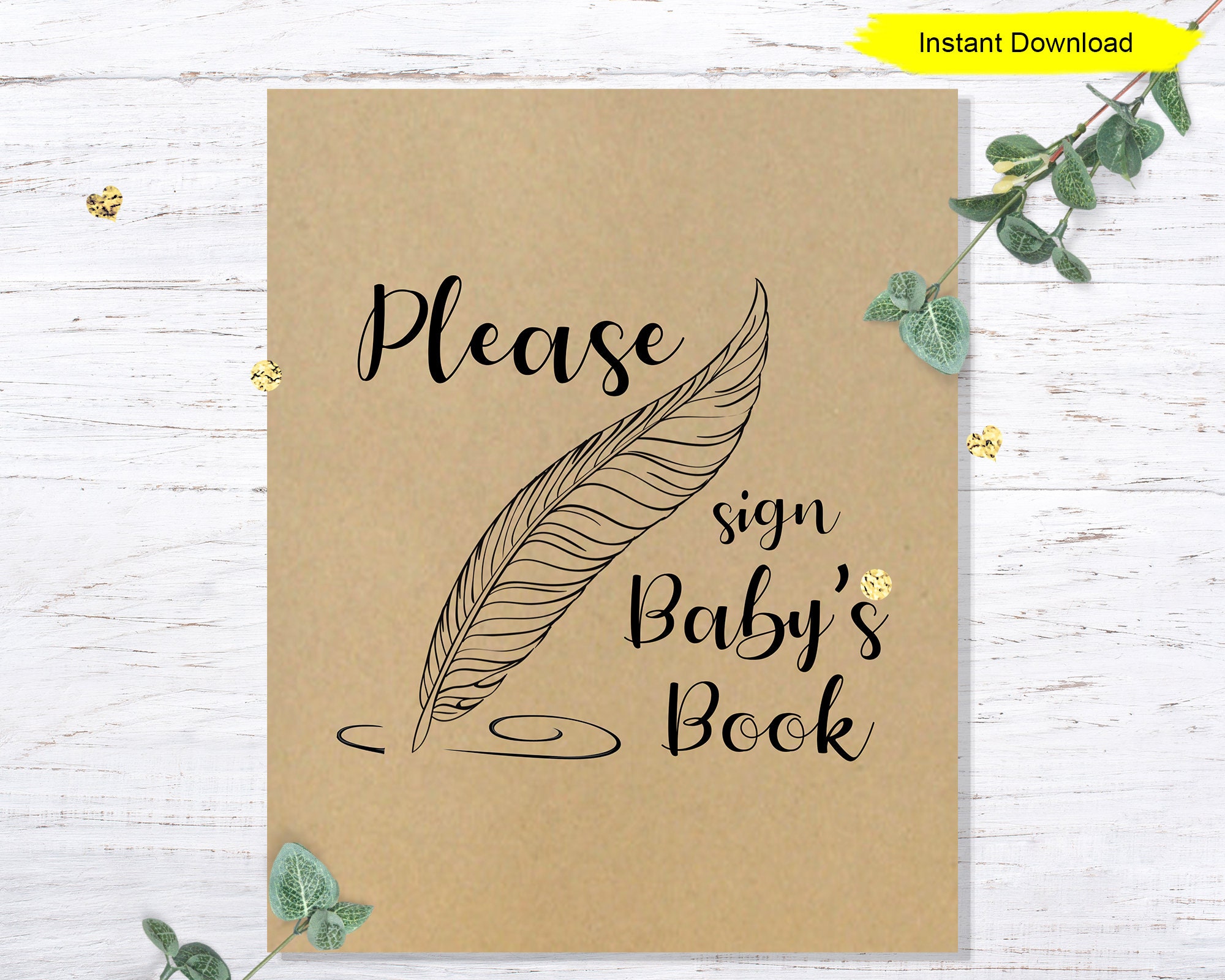 Please Sign Baby's Book Sign INSTANT DOWNLOAD - Etsy