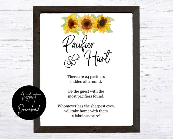 Sunflower Pacifier Hunt Game - INSTANT DOWNLOAD - printable digital ...