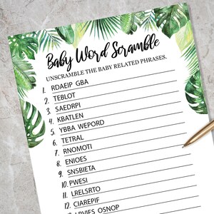 Jungle Word Scramble Game - INSTANT DOWNLOAD - Printable Print Baby ...