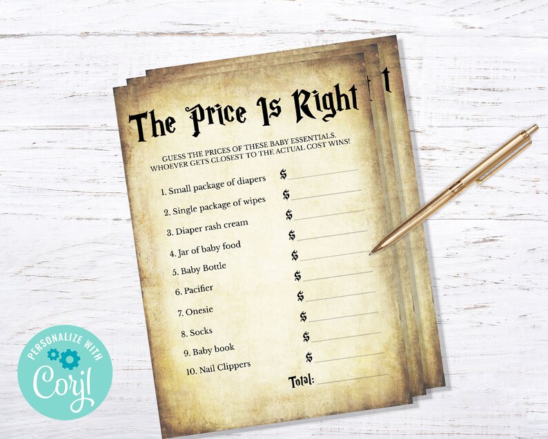 EDITABLE Wizard Price is Right Game - INSTANT DOWNLOAD - Printable ...