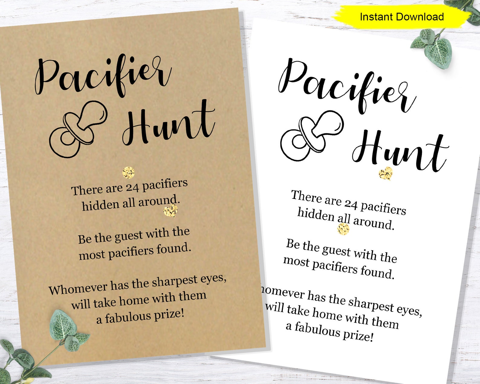 Pacifier Hunt Game INSTANT DOWNLOAD Printable Digital Baby | Etsy