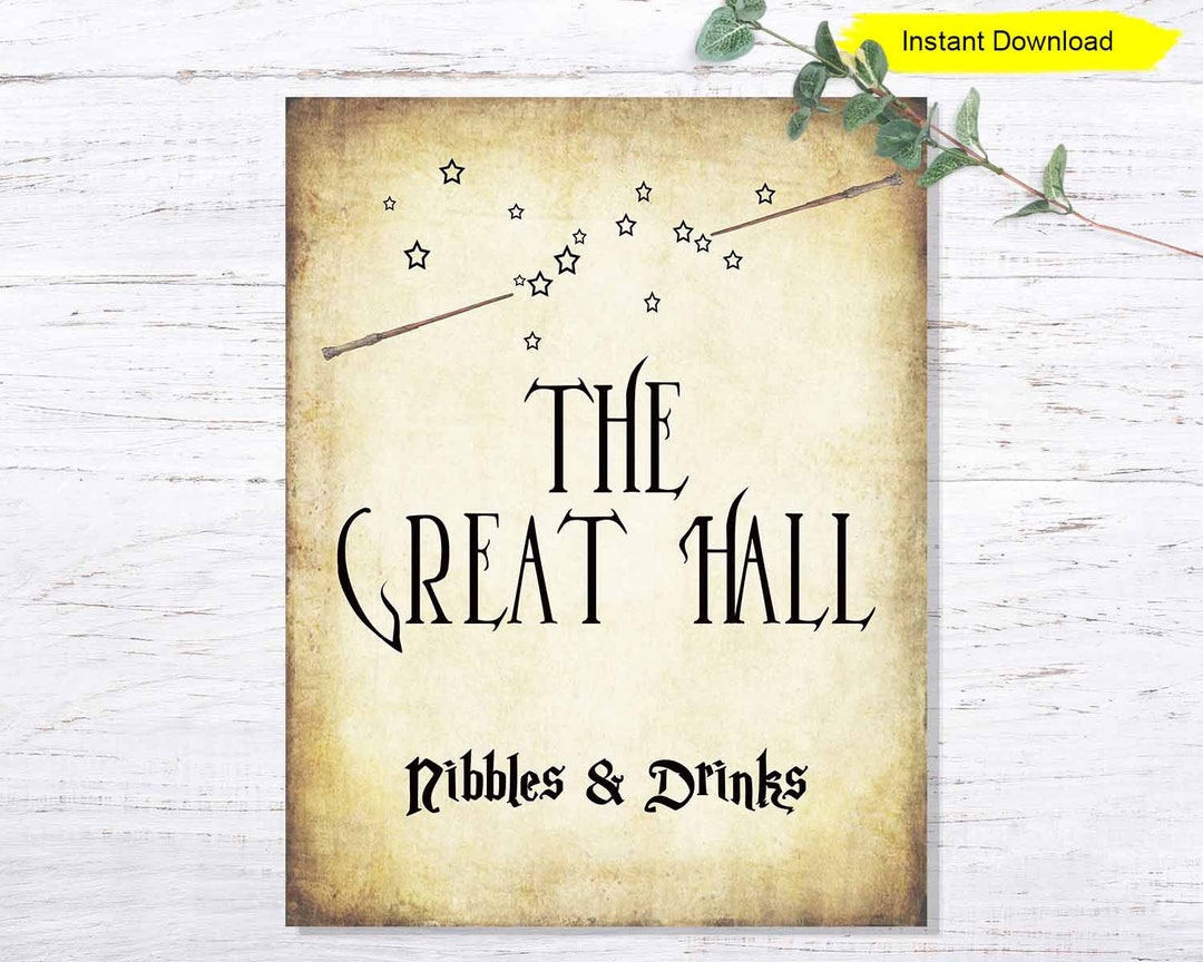 The Great Hall Sign - INSTANT DOWNLOAD -birthday Party Printable ...