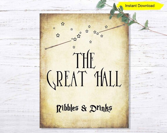 The Great Hall Sign - INSTANT DOWNLOAD -birthday party printable ...