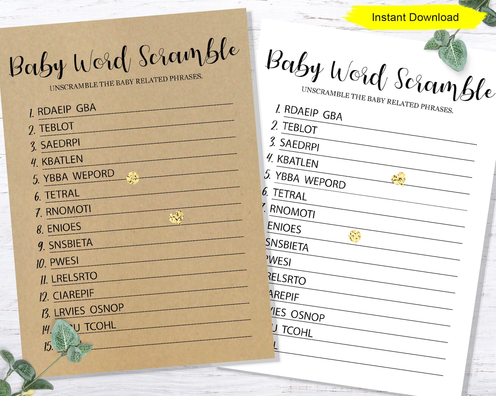 Baby Shower Word Scramble Game INSTANT DOWNLOAD Printable - Etsy