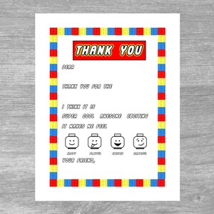 Bricks Fill in the Blank Thank You Note Card - INSTANT DOWNLOAD ...