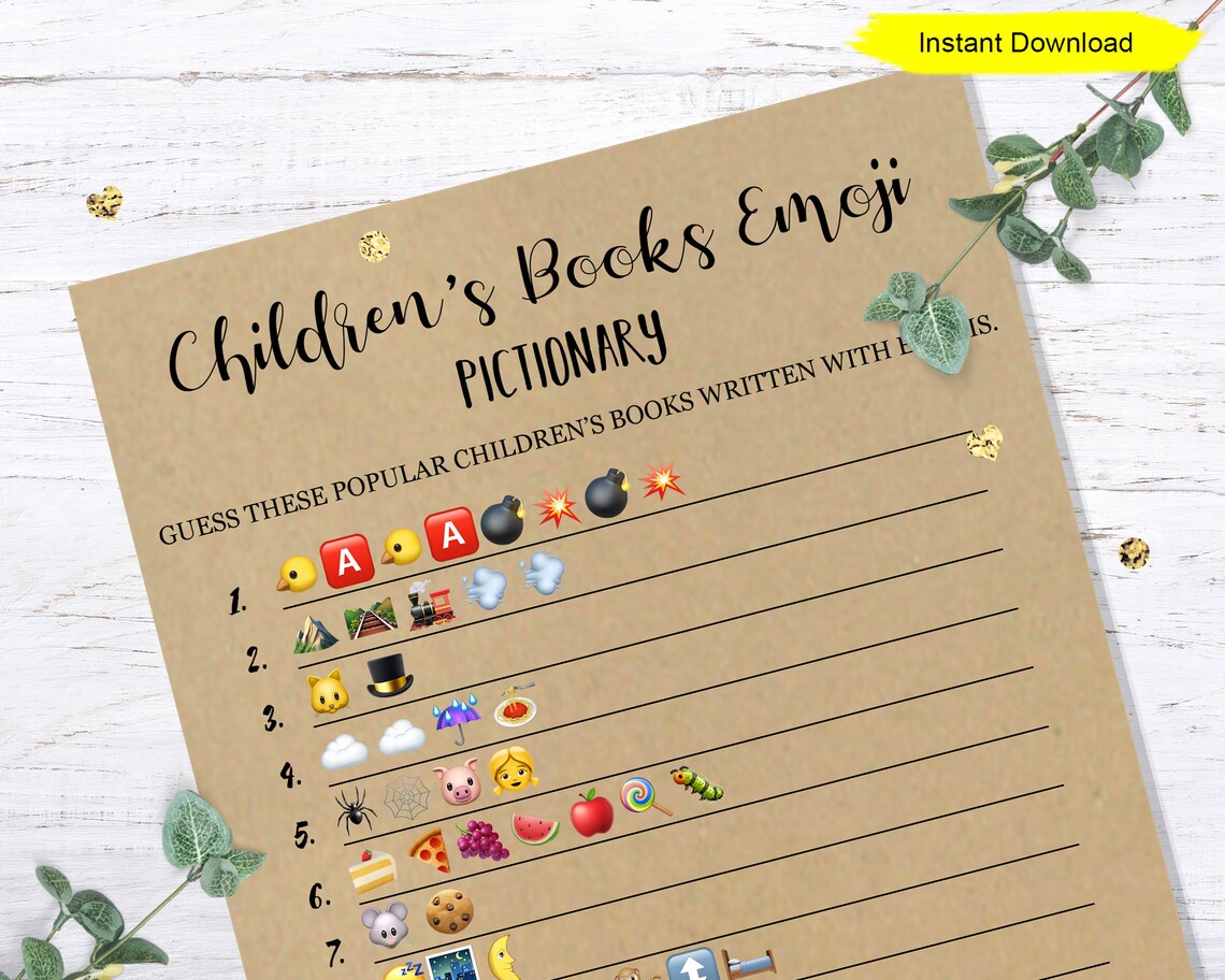 Children's Book Emoji Game INSTANT DOWNLOAD Printable - Etsy