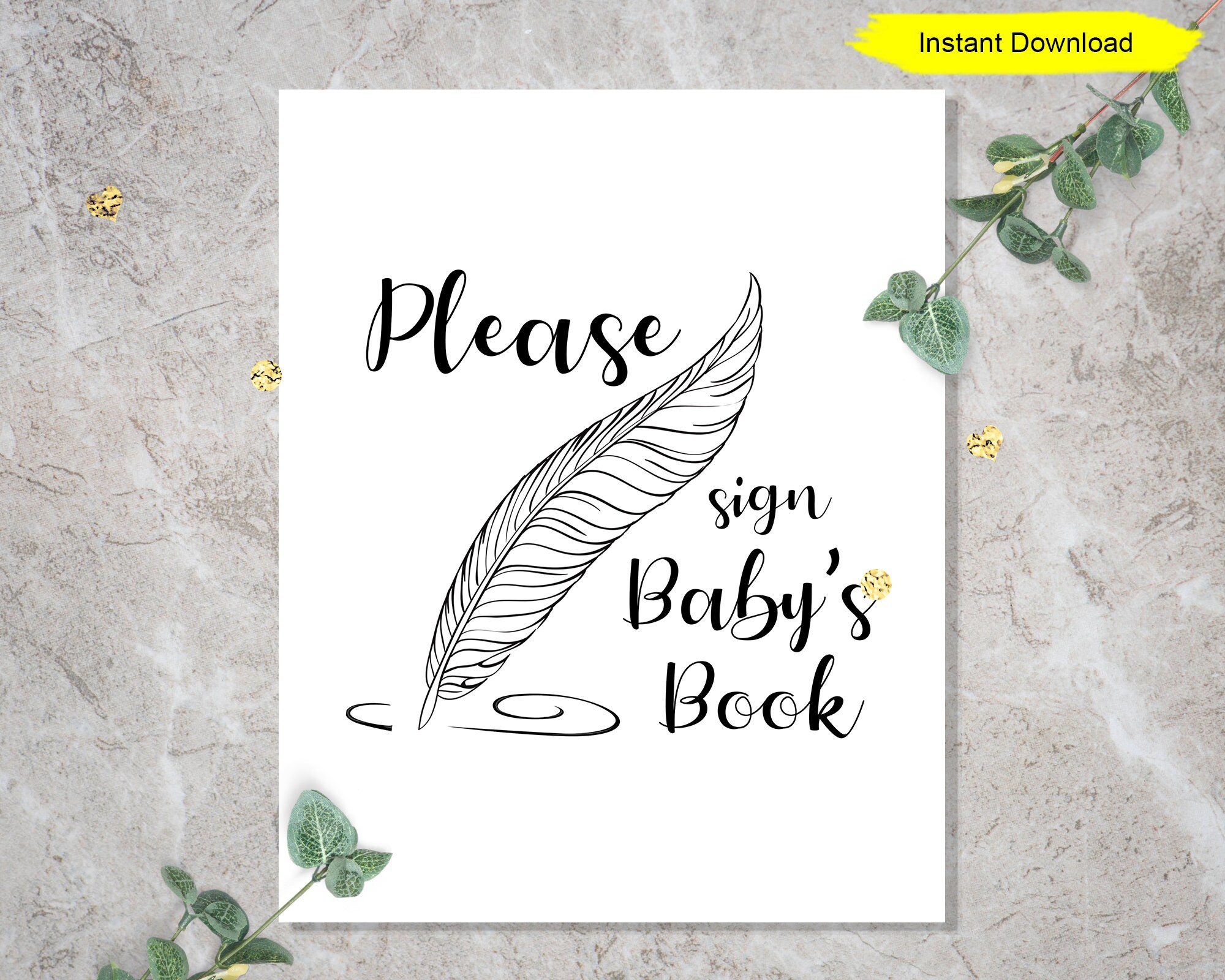 Please Sign Baby's Book Sign INSTANT DOWNLOAD - Etsy
