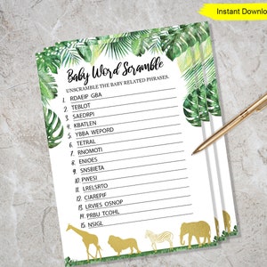 Jungle Word Scramble Game - INSTANT DOWNLOAD - Printable Print Baby ...